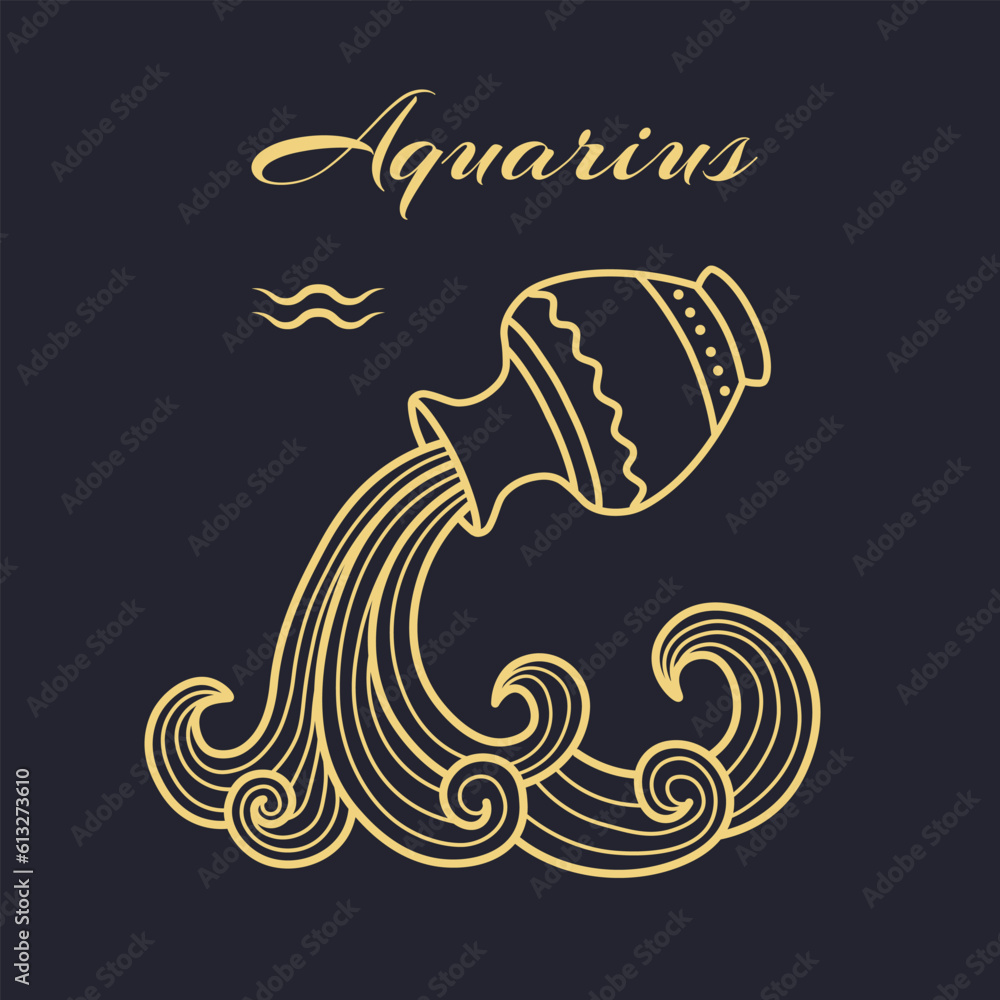 Aquarius zodiac sign. Symbol and icon of astrology horoscope. Vector ...