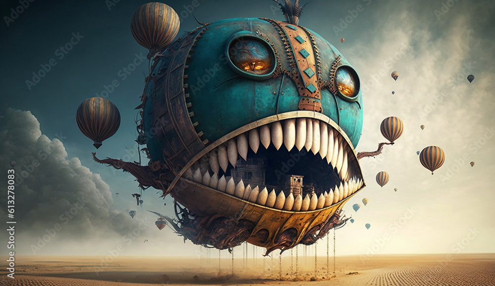 Weirdcore, abstract, surrealistic hot air balloon art. Created using ai ...