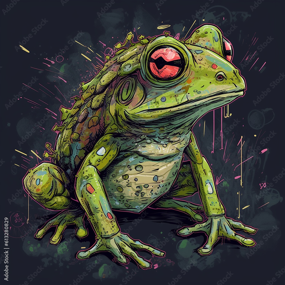 Weirdcore frog closeup. Created using ai generative. Stock Illustration ...