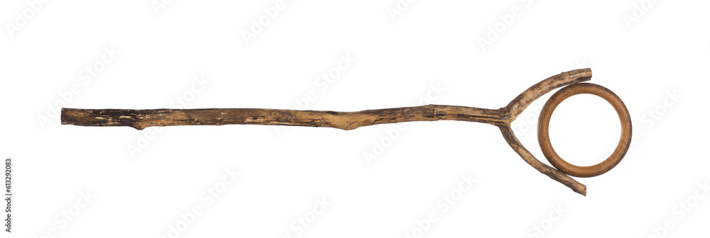 magic stick, wooden walking stick isolated on white background Stock ...