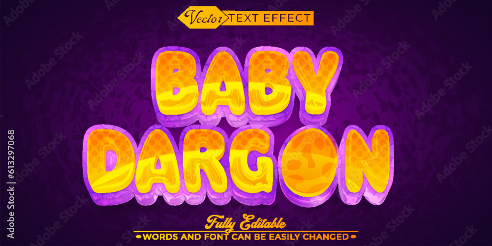 Cartoon Baby Dragon Vector Editable Text Effect Template Stock Vector ...