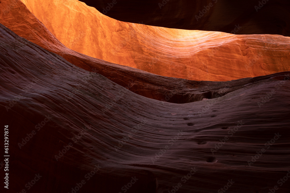 Moqui steps carved into the red orange sandstone lead up the side of ...