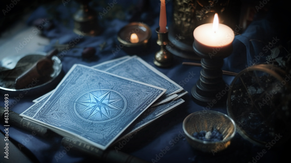 Tarot cards on fortune teller table. future reading concept. Generative ...