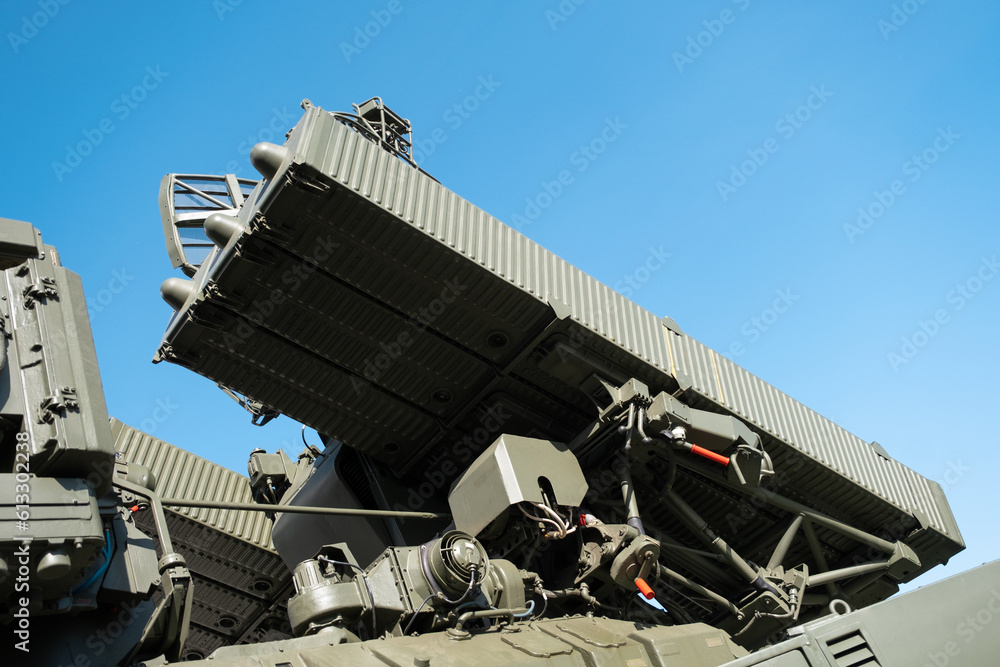 Missile system on a combat vehicle, military equipment Stock Photo ...