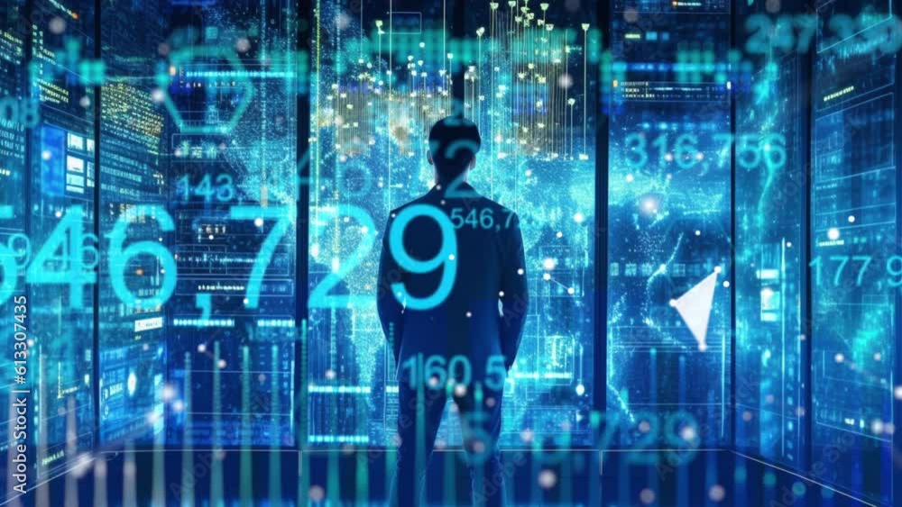 Data technology portrait. Some elements are made using images obtained ...