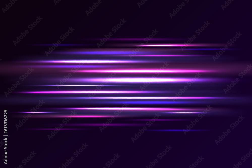 Colorful light trails with motion effect. Neon color glowing lines ...