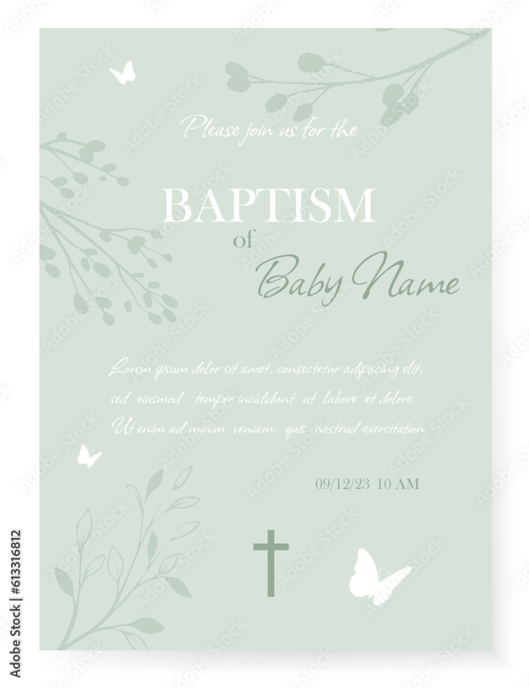 Baptism Invitation Card Design. Invitation Template with Cross. Vector ...