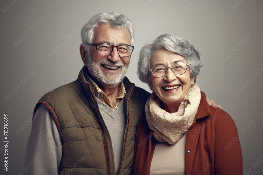 Heartwarming Illustration Happy Senior Couple Wearing Glasses Smiles