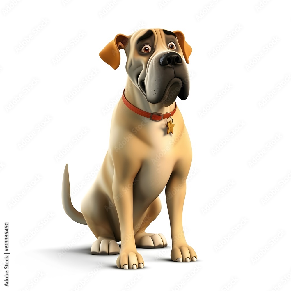 big slim dog in style of Disney Pixar movie, boerboel dog, cream, 3d ...