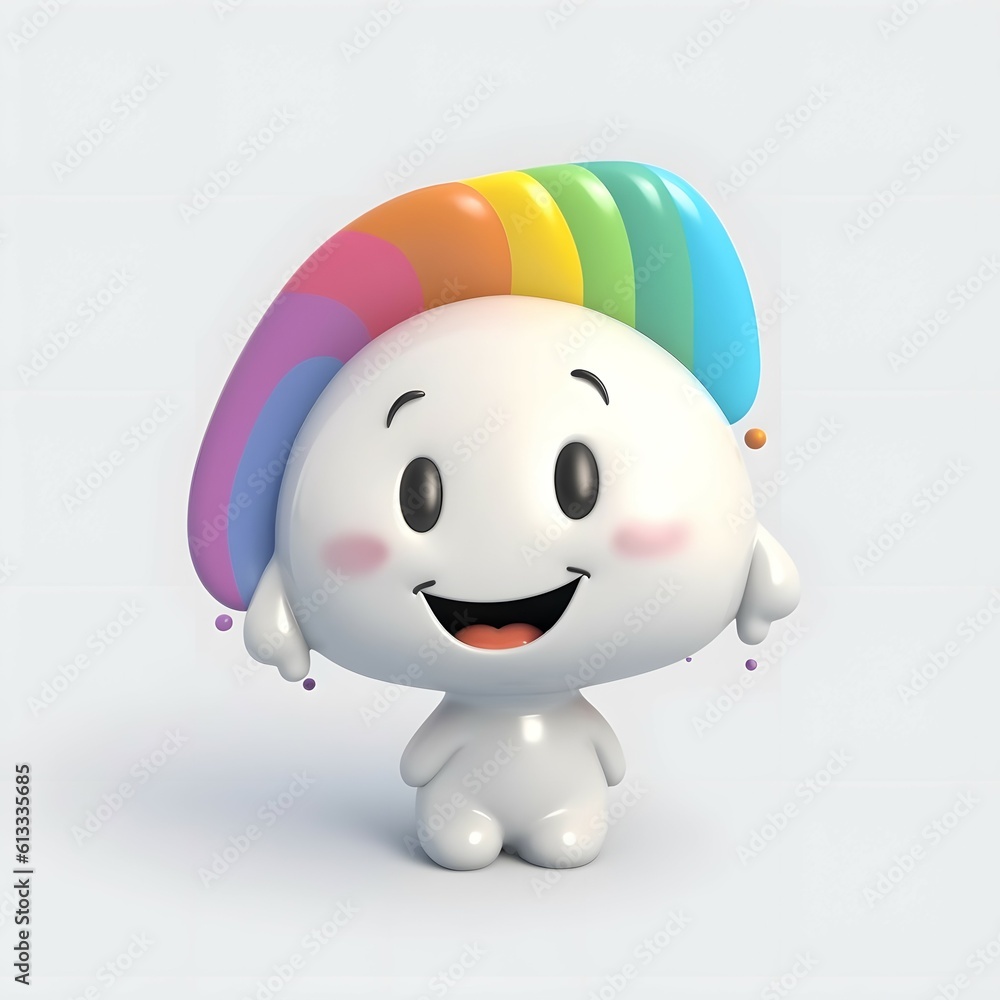 rain cloud making a rainbow with a wink and a gentle smile, pixar style ...