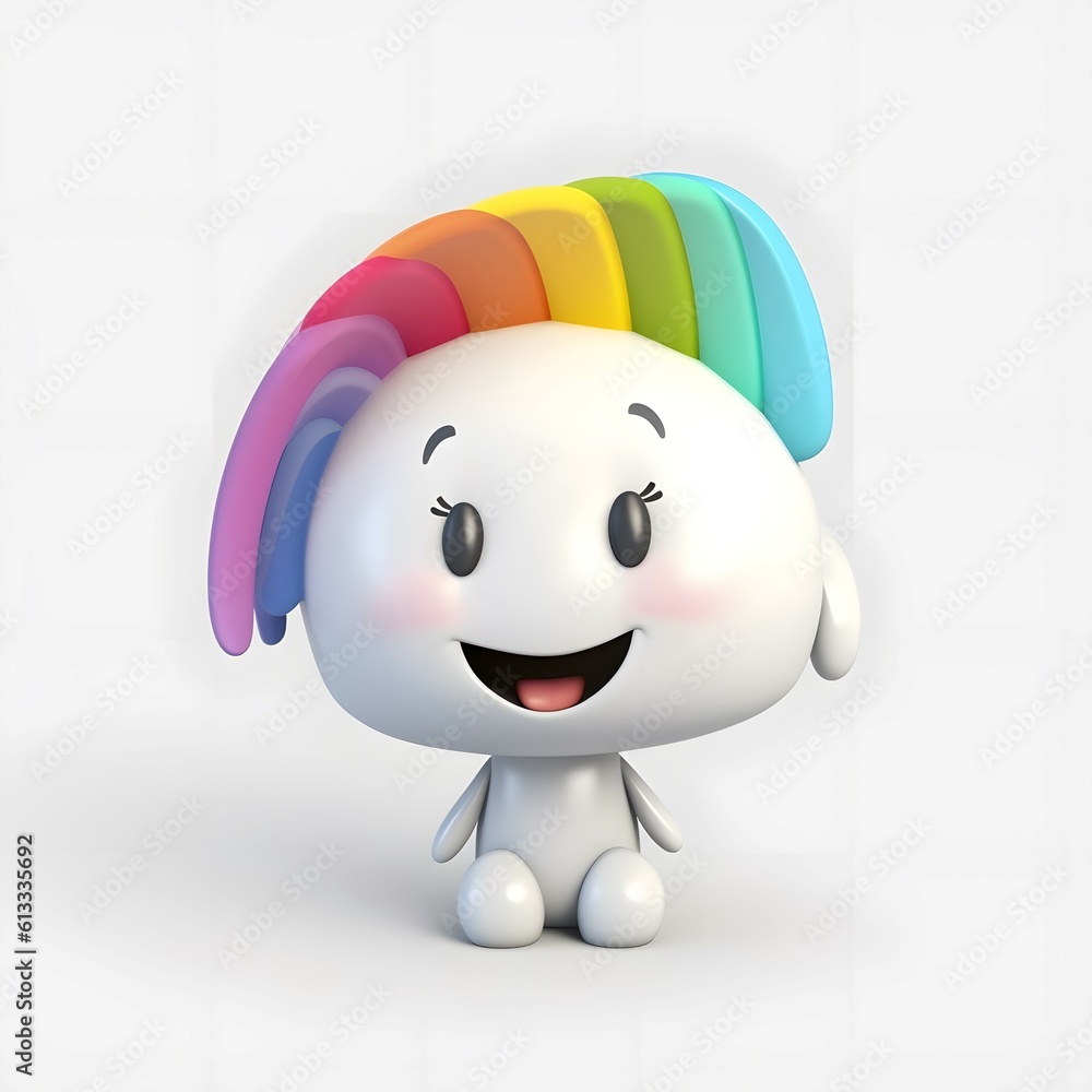 rain cloud making a rainbow with a wink and a gentle smile, pixar style ...