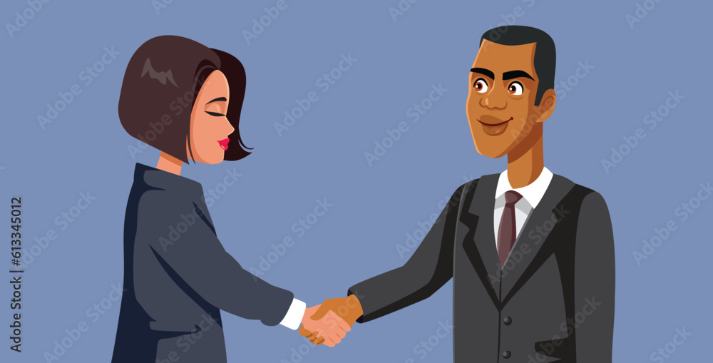 Businesspeople Shaking Hands Closing a Deal Vector Cartoon Illustration ...