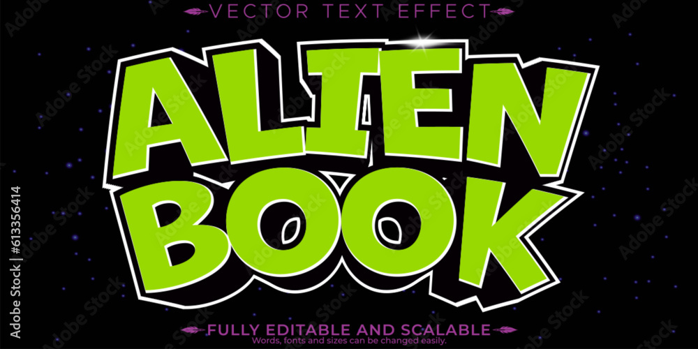 Alien book text effect, editable night and scary text style Stock ...