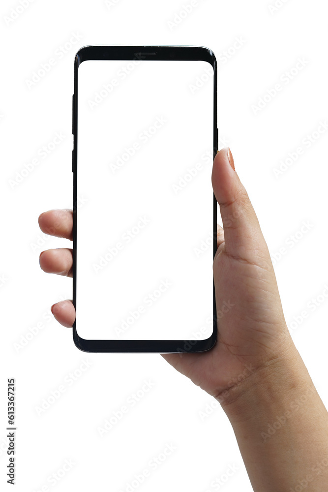 hand holding blank smart phone mockup Stock Photo | Adobe Stock