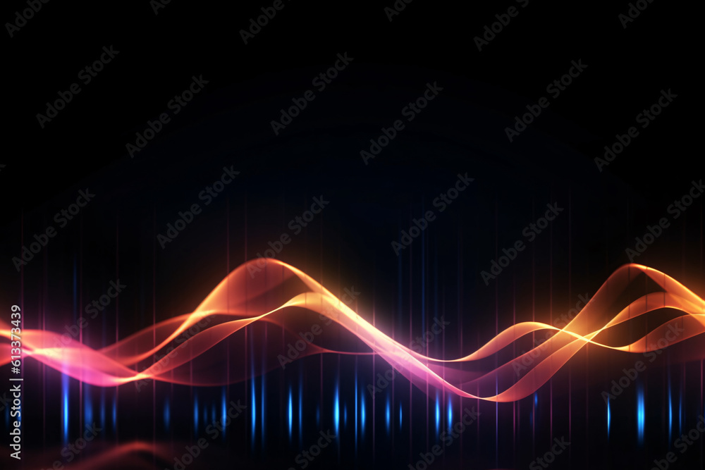 Audio waveform abstract technology background, blue and purple abstract ...