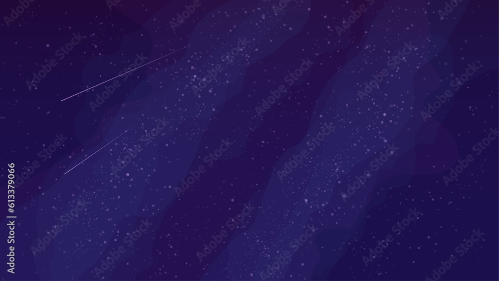 Vector illustration of space starry night sky of milky way and shooting ...