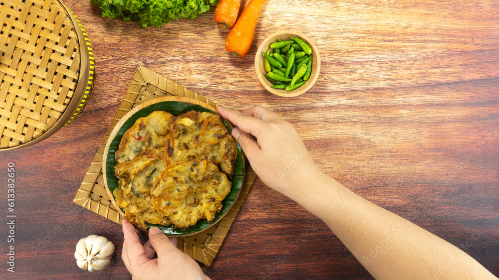 Vegetables Fried or Bakwan goreng or Bala bala is a traditional food ...