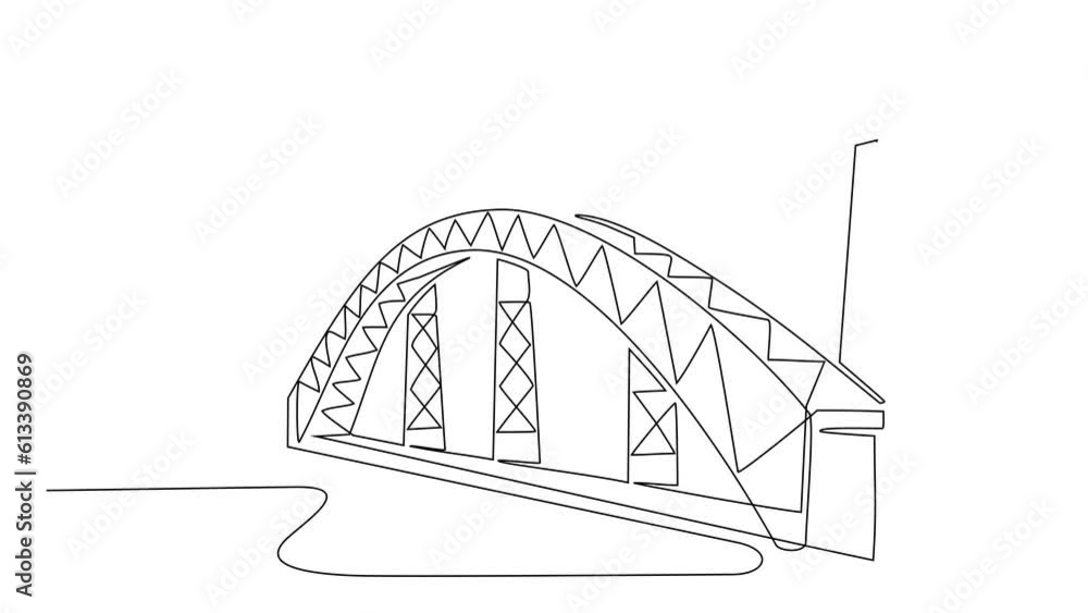 Animated self drawing of single continuous line draw for bridge ...