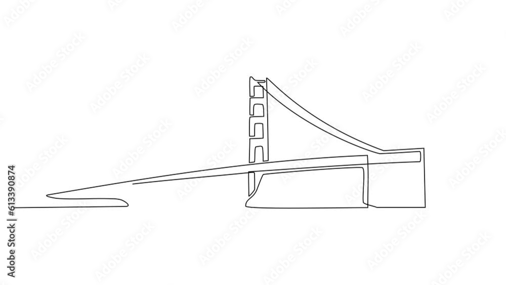 Animated self drawing of single continuous line draw for bridge ...