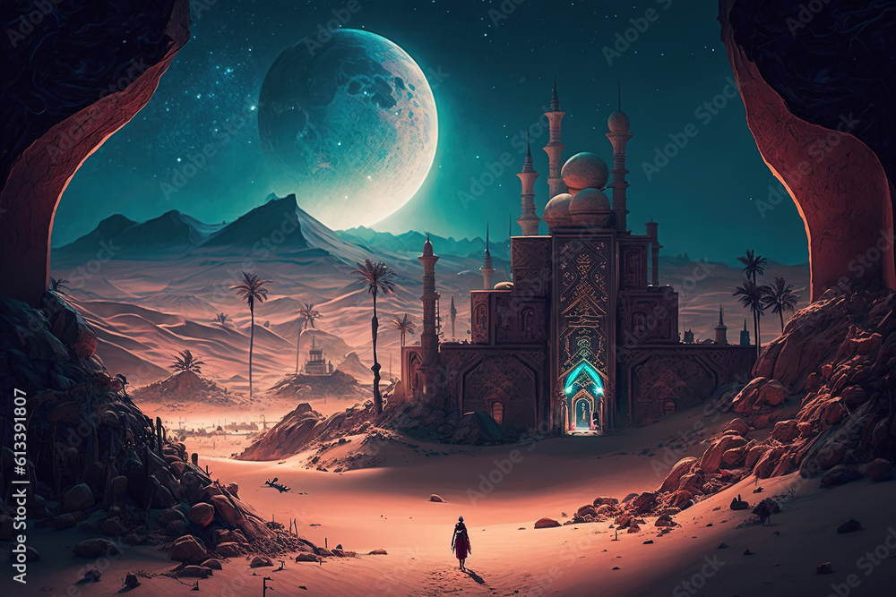 Islamic background for a mosque created with generative Ai tools. Stock ...