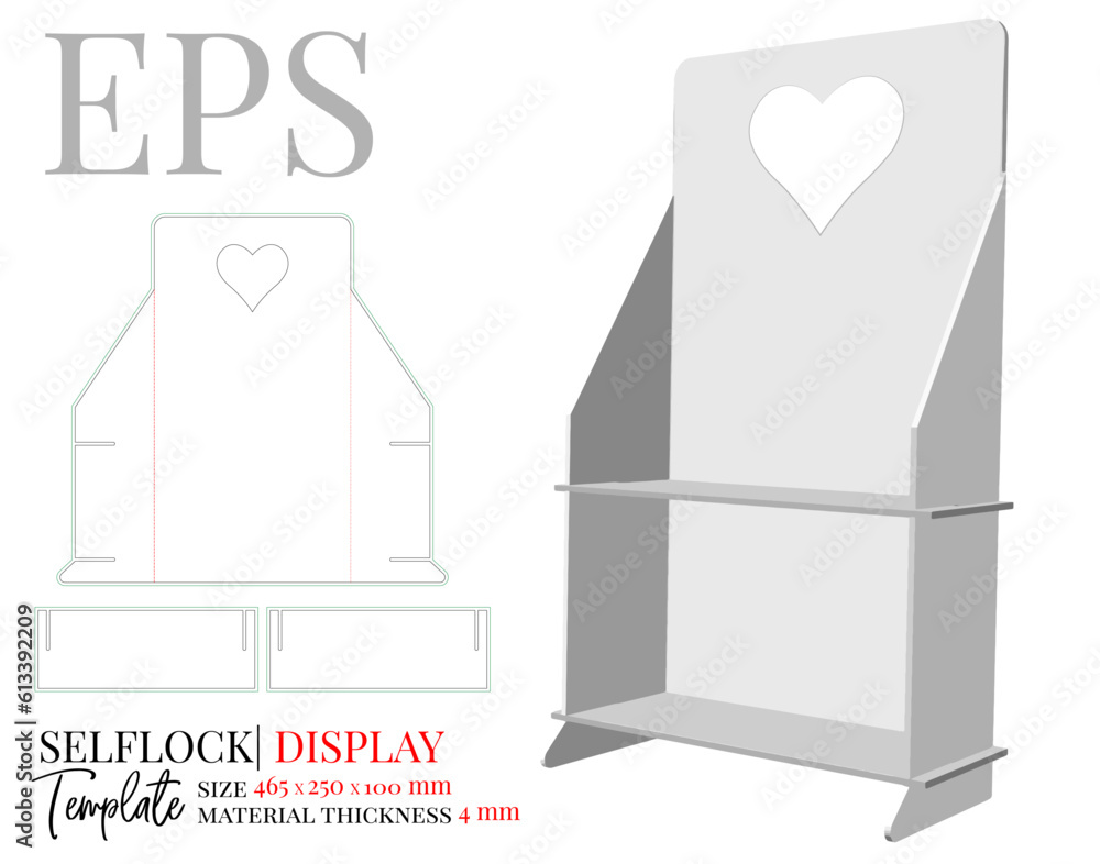 Counter display template, vector with die cut, laser cut layers ...