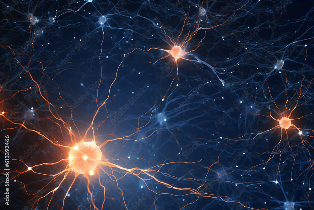 neurons connecting and transmitting information Stock Illustration ...