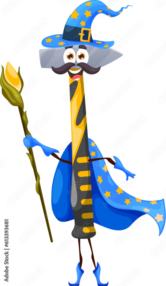 Cartoon Halloween hammer warlock character. Isolated vector ...