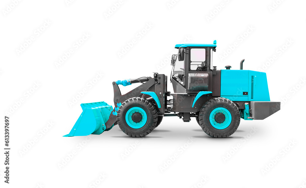 Wheel Loader Isolated on White Background. Blue Front Loader. Loading ...