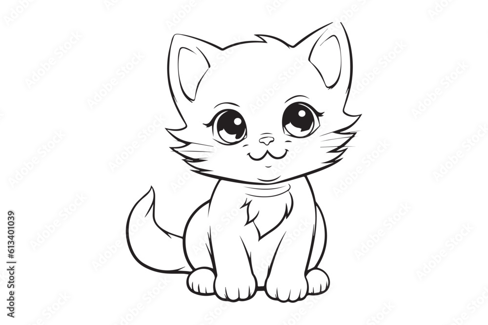 Kids Coloring Pages, Cute Cat Coloring Pages, Cat Character Vector ...