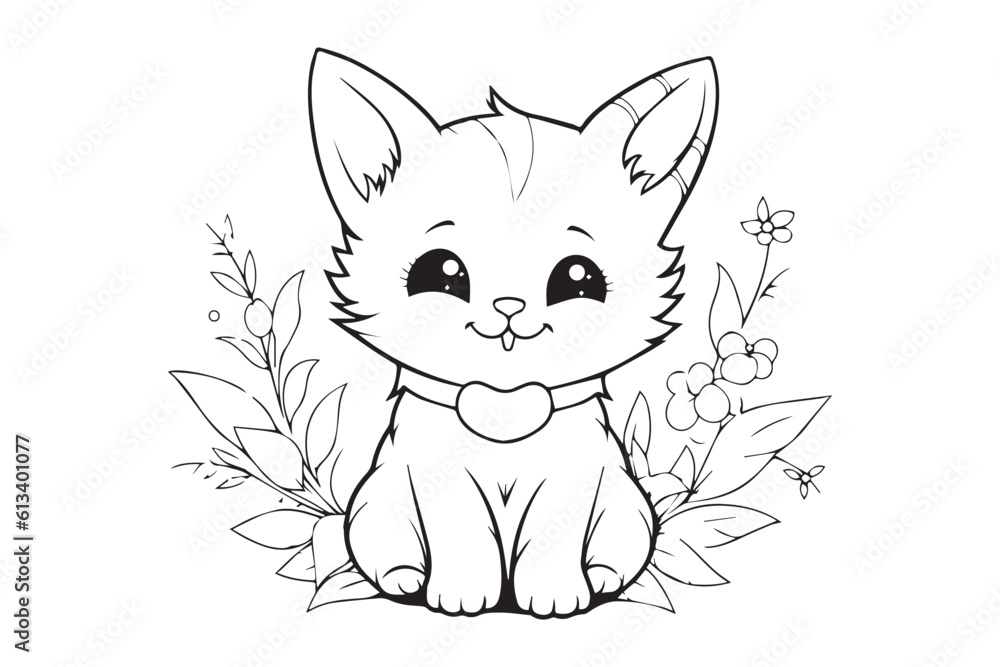 Kids Coloring Pages, Cute Cat Coloring Pages, Cat Character Vector ...