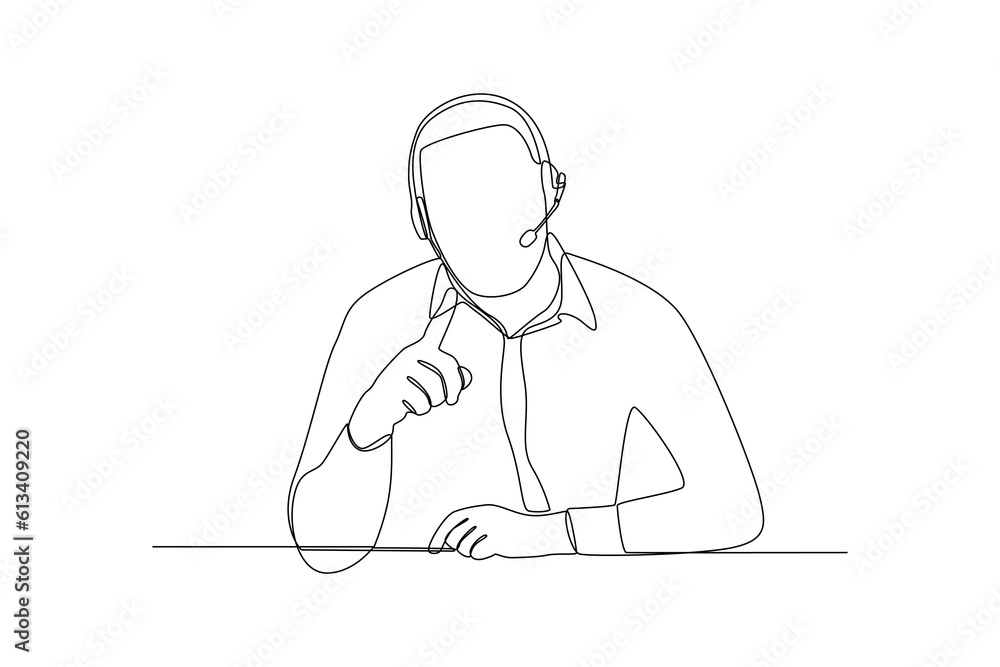 Continuous one line drawing customer service concept. Single line draw ...