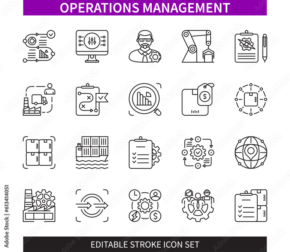 Vetor de Editable line Operations Management outline icon set ...