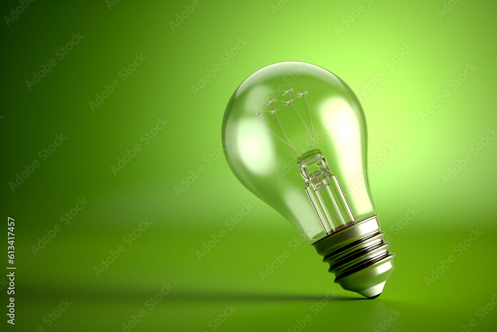 renewable energy light bulb with green energy, Earth Day or environment ...
