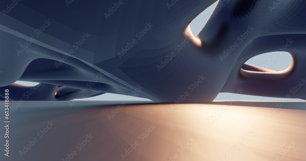 Futuristic architecture background bionic pattern in design 3d render ...