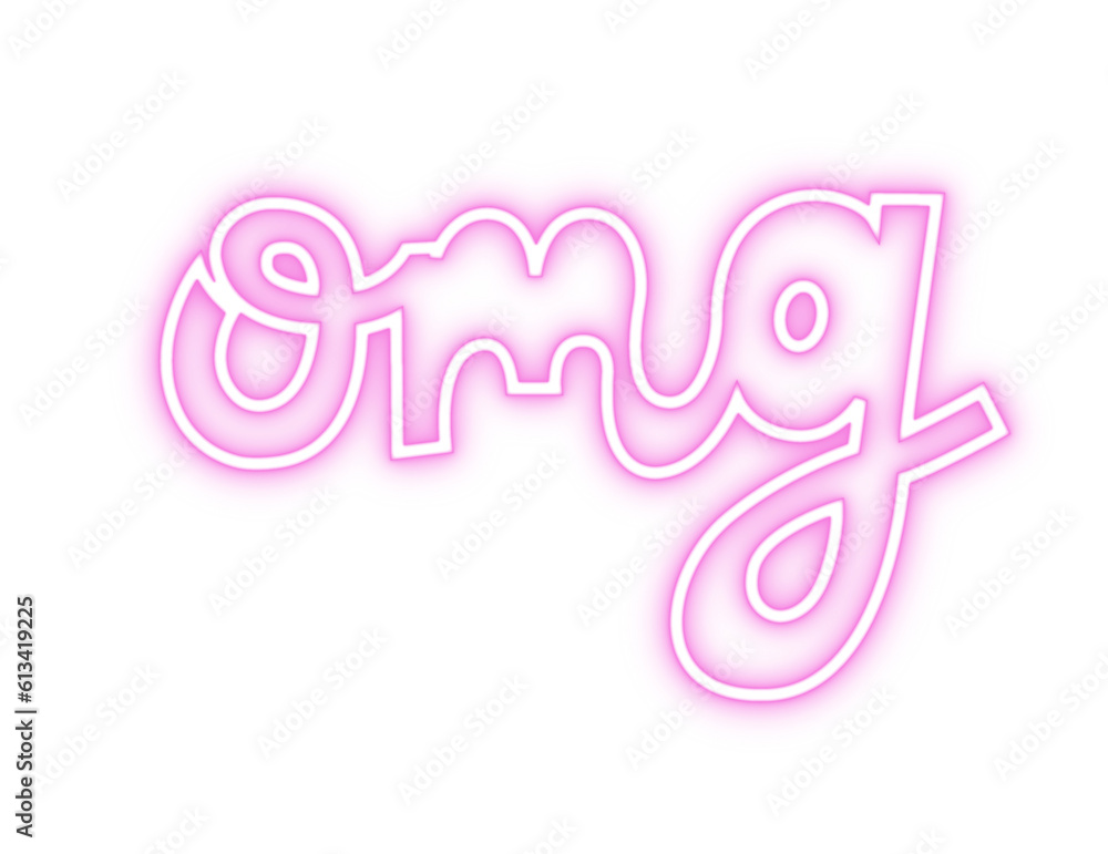 OMG neon sign. Glowing signboard on transparent background. PNG sticker ...