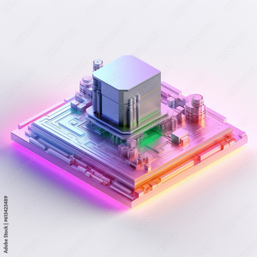 Isometric Supercomputer CPU Chip Processor Quantum Computer Science ...