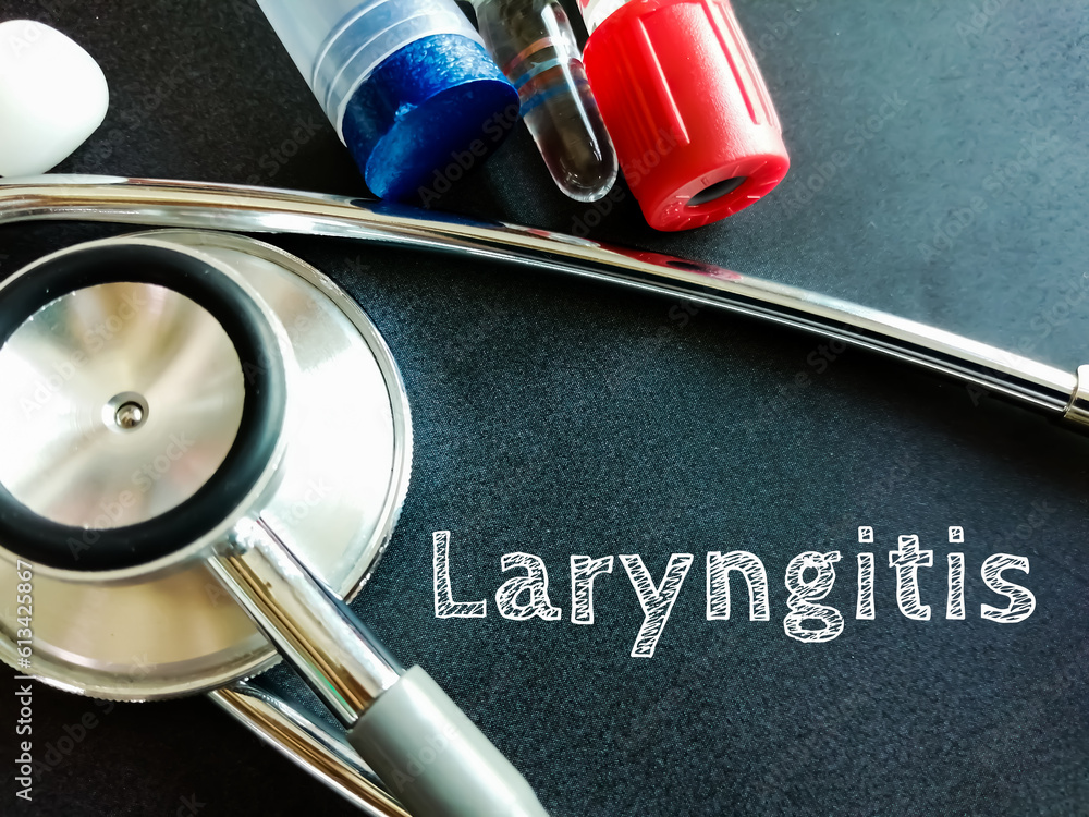 Laryngitis medical term with stethoscope, An inflammation of vocal cord ...