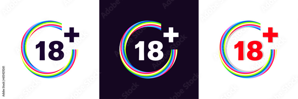 18 plus sign colourful icon set of vector. Stock Vector | Adobe Stock