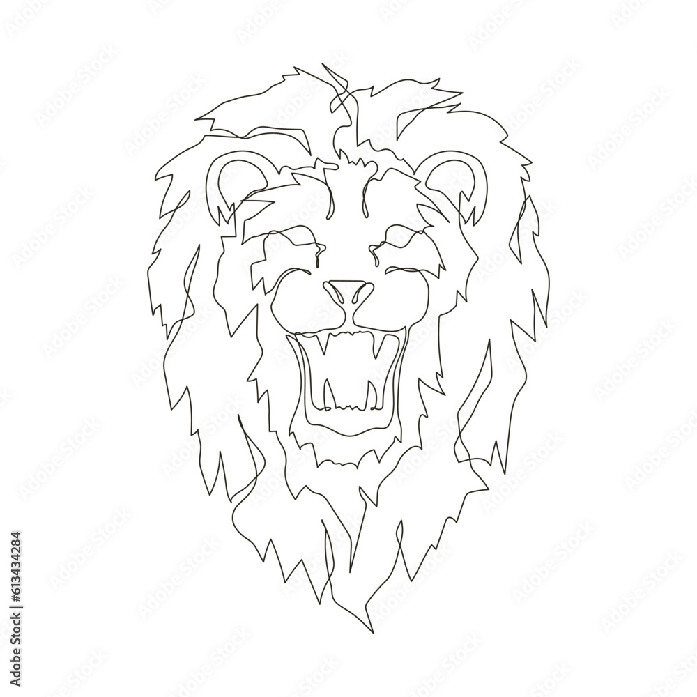Lion head line art. Lion head single continuous line drawing .Lion head ...