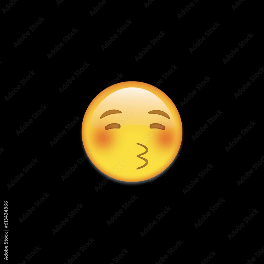'Blushing smooch' Animated Emoji with transparant alpha background ...