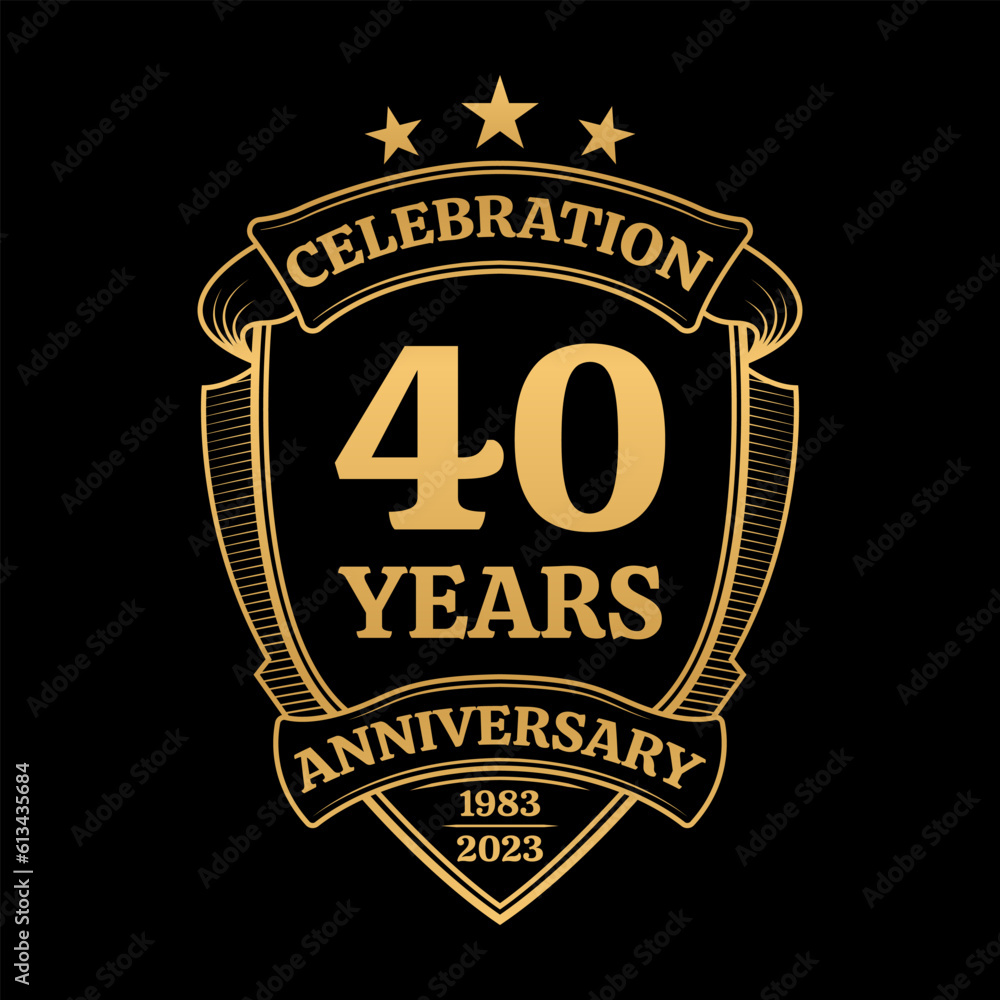 40 years anniversary icon or logo. Vintage birthday banner design. 40th ...