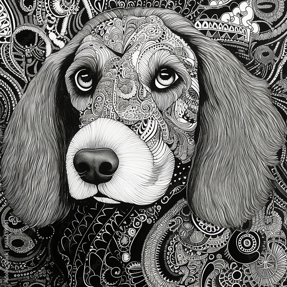 Zentangle Dog. Generative AI. A digital illustration of a dog in the ...