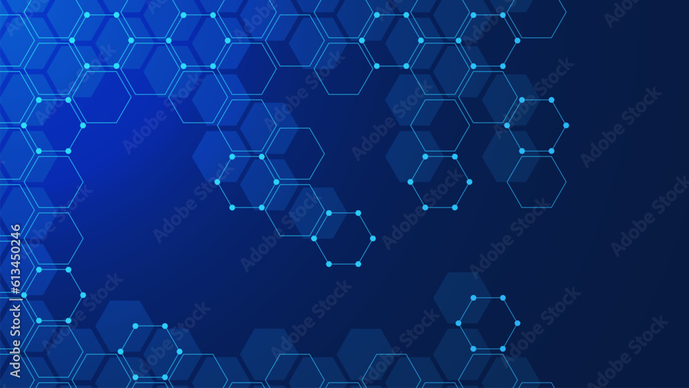 Abstract hexagon pattern background with molecular structure and ...