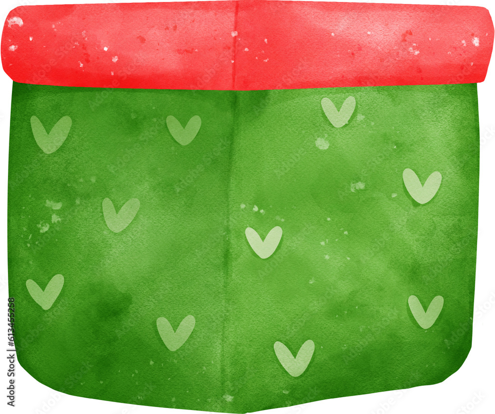 Cute vibrant Christmas present papercraft box watercolor cartoon hand ...