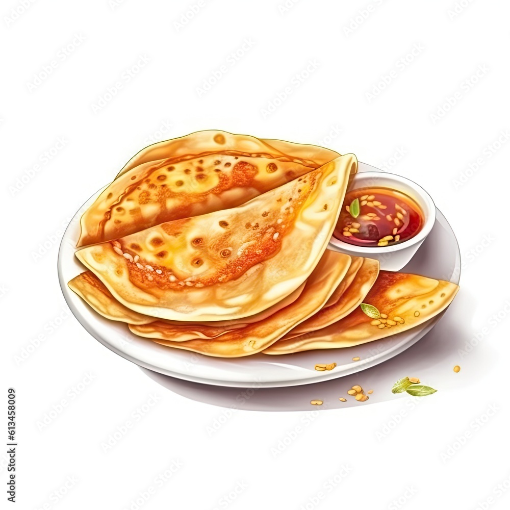 Roti Canai dish isolated on white background. Generative AI Stock ...