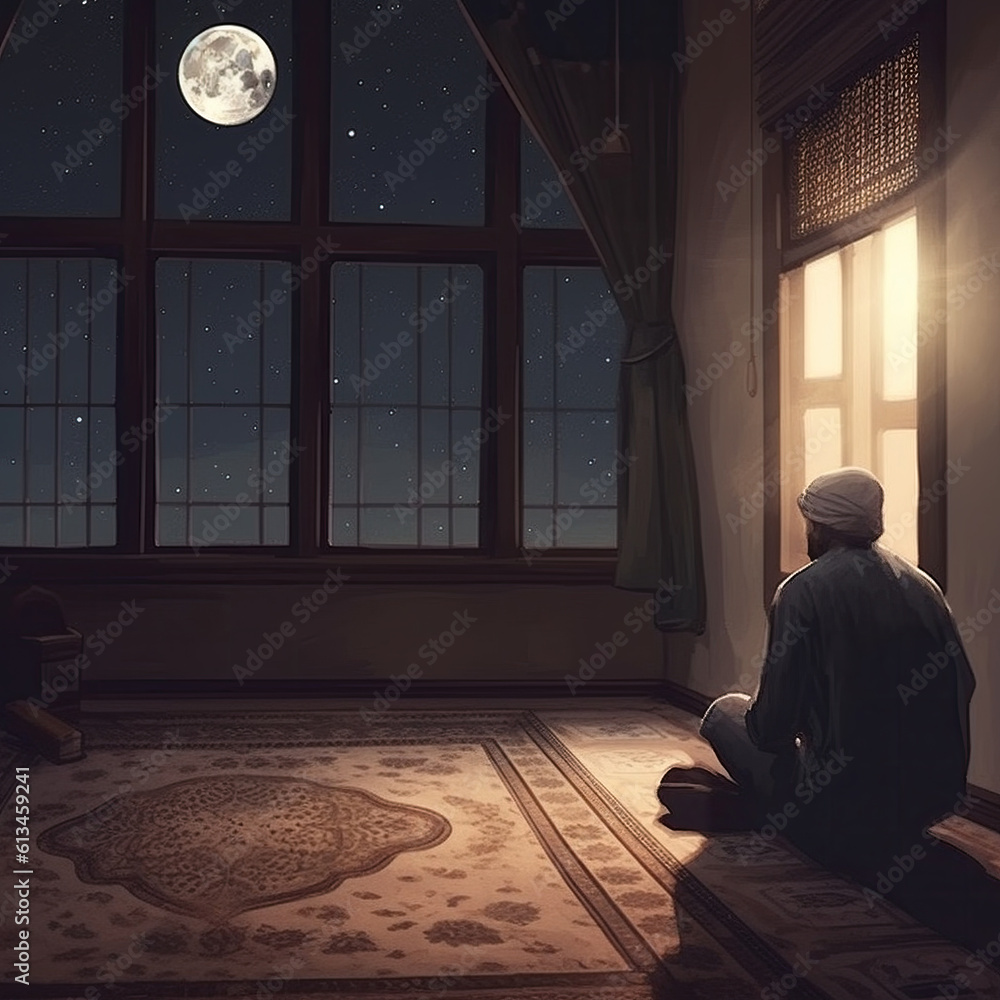 A muslim and muslim woman Recitation Reading Holy-Quran illustration ...