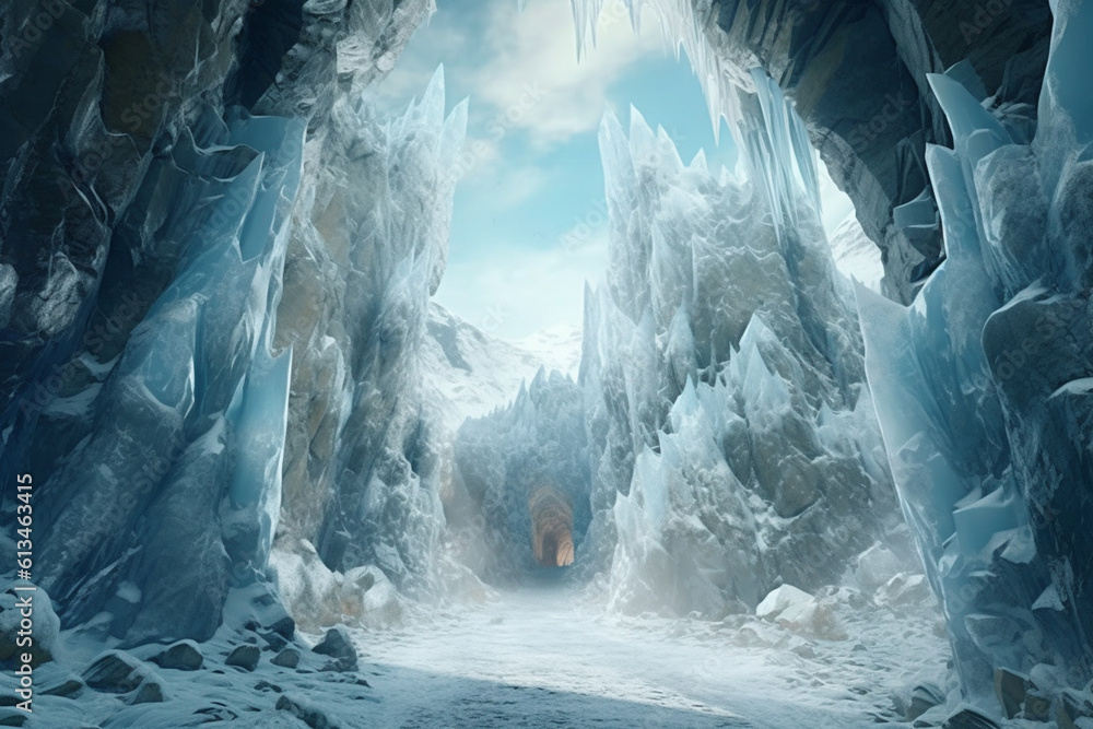 frozen ice caves, with intricate formations and translucent walls that ...
