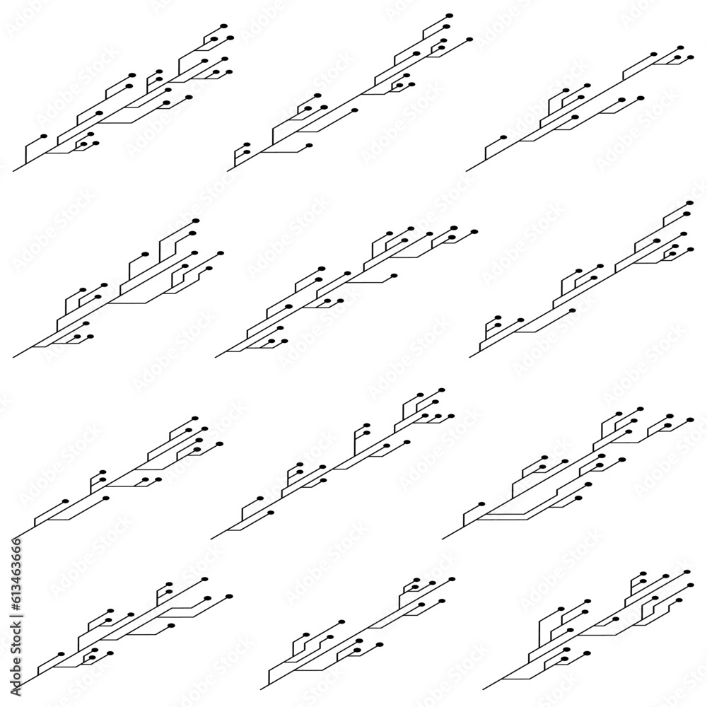 Set of isometric printed circuit board PCB tracks silhouettes isolated ... Set of isometric printed circuit board PCB tracks silhouettes isolated ...