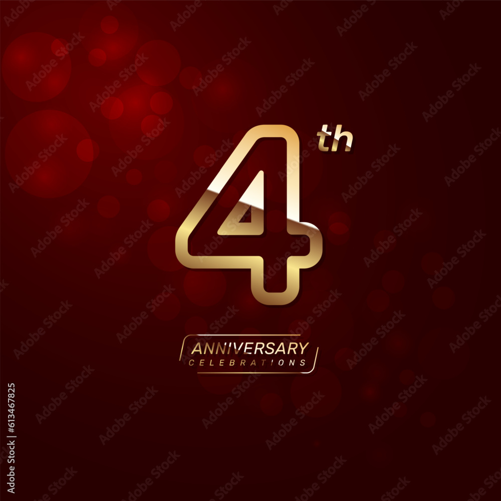 4th year anniversary logo design with a double line concept in gold ...
