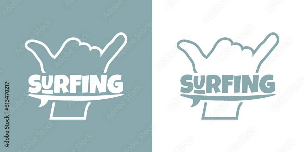 Logo club de surf. Palabra surfing con letras estilo hawaiano con ...
